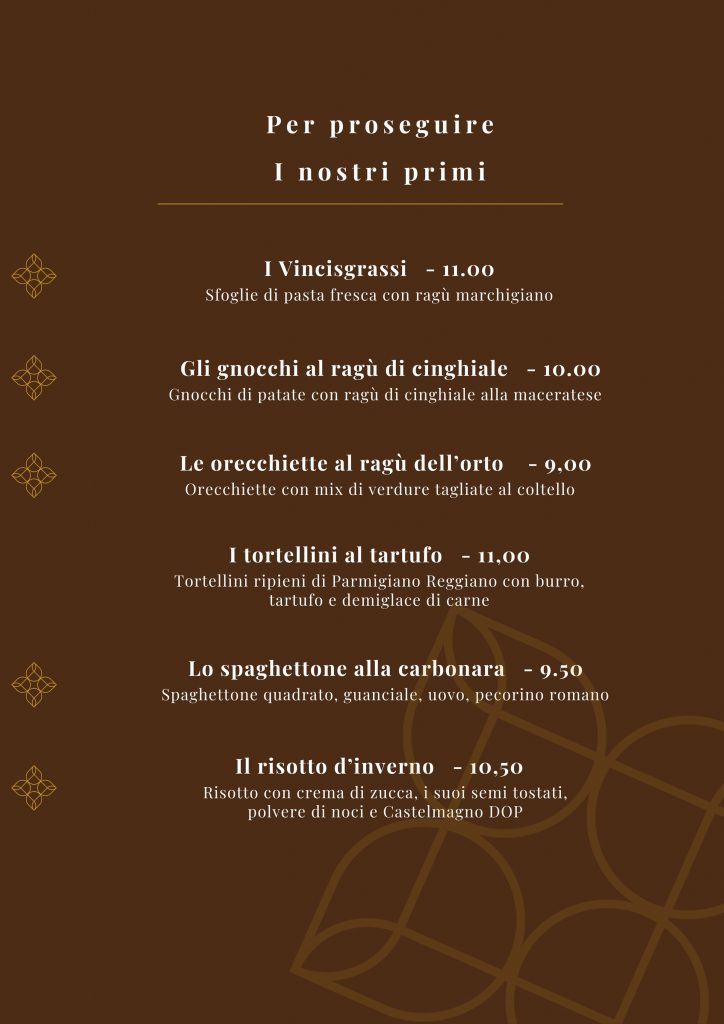 Menù Ristorante Centrale - Centrale Macerata Menù Ristorante