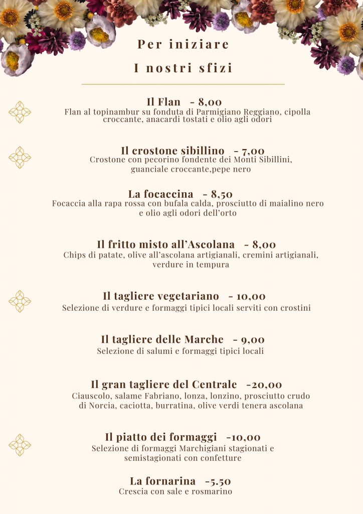 Menù Ristorante Centrale - Centrale Macerata Menù Ristorante