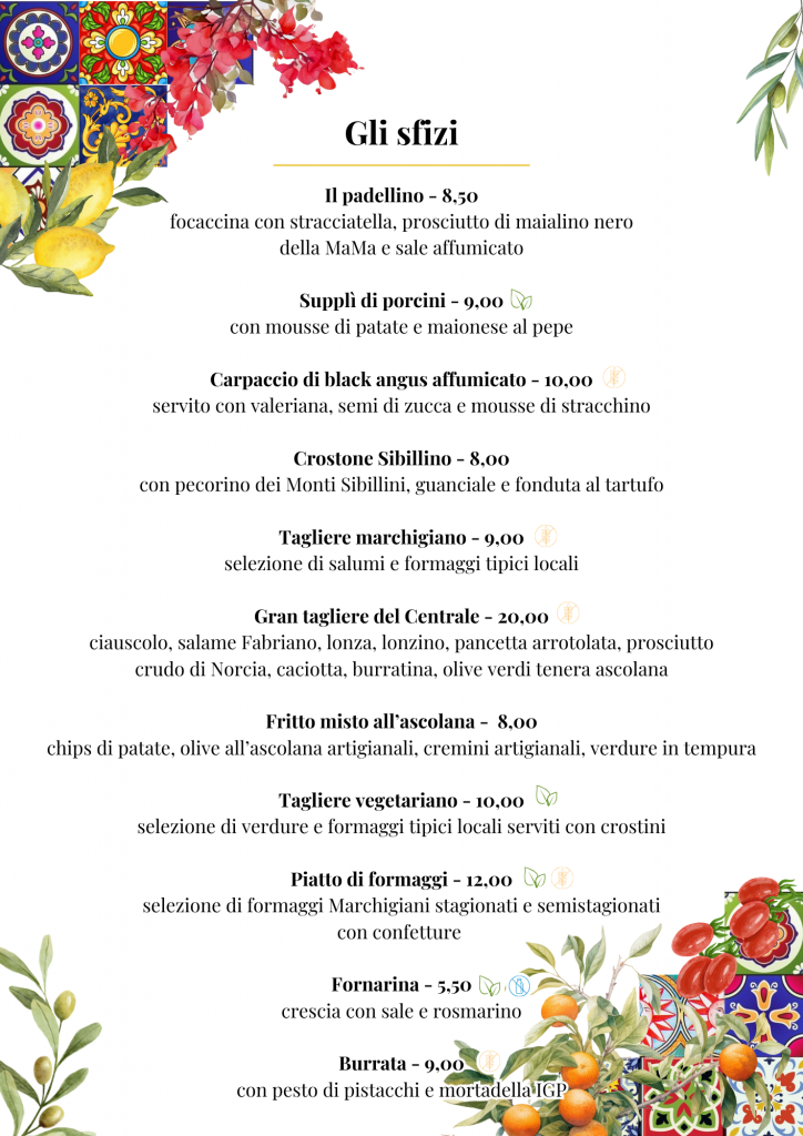 Menù Ristorante Centrale - Centrale Macerata Menù Ristorante