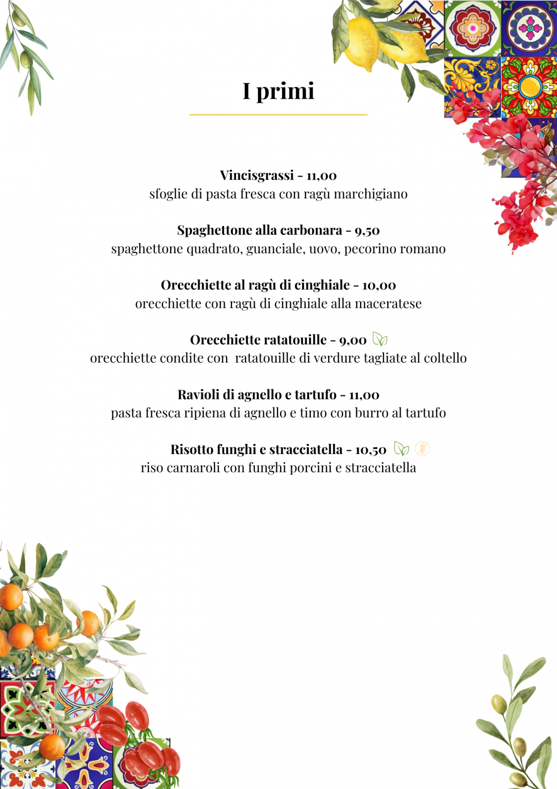 Menù Ristorante Centrale - Centrale Macerata Menù Ristorante